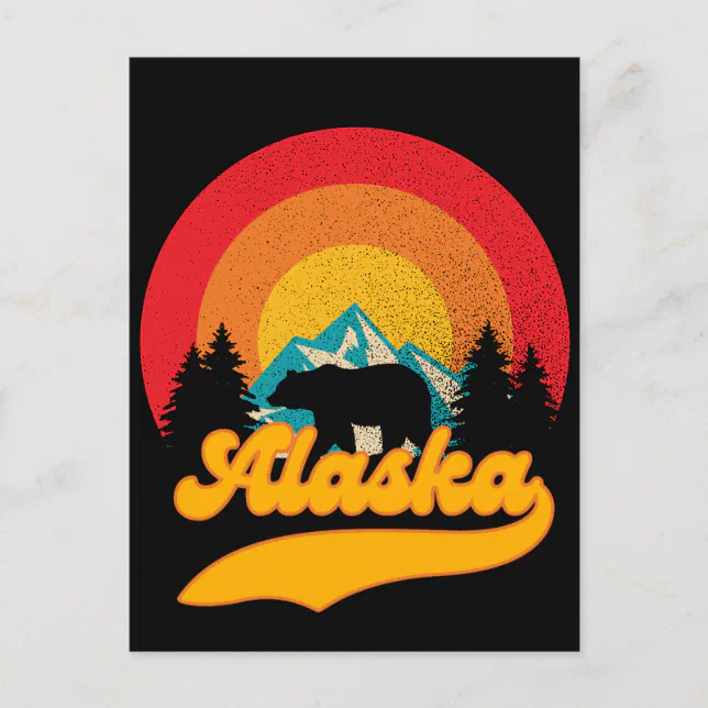 Retro Sunset Alaska Juneau Bear Mountains Wild AK Postcard | Zazzle