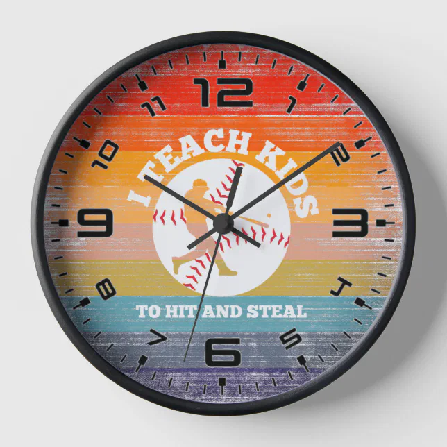 Retro Sunset I Teach Kids To Hit And Steal Clock | Zazzle