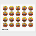 Retro Sunset Lobster Pot, Hot Tub Classic Round Sticker | Zazzle
