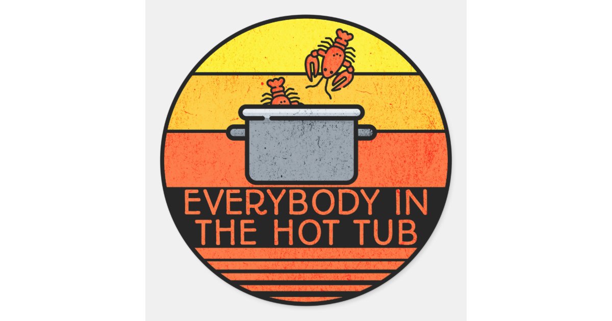 Retro Sunset Lobster Pot, Hot Tub Classic Round Sticker | Zazzle