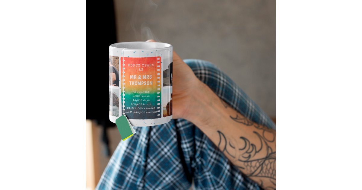 Retro Sunset Photo Mr and Mrs 40th Anniversary Coffee Mug | Zazzle
