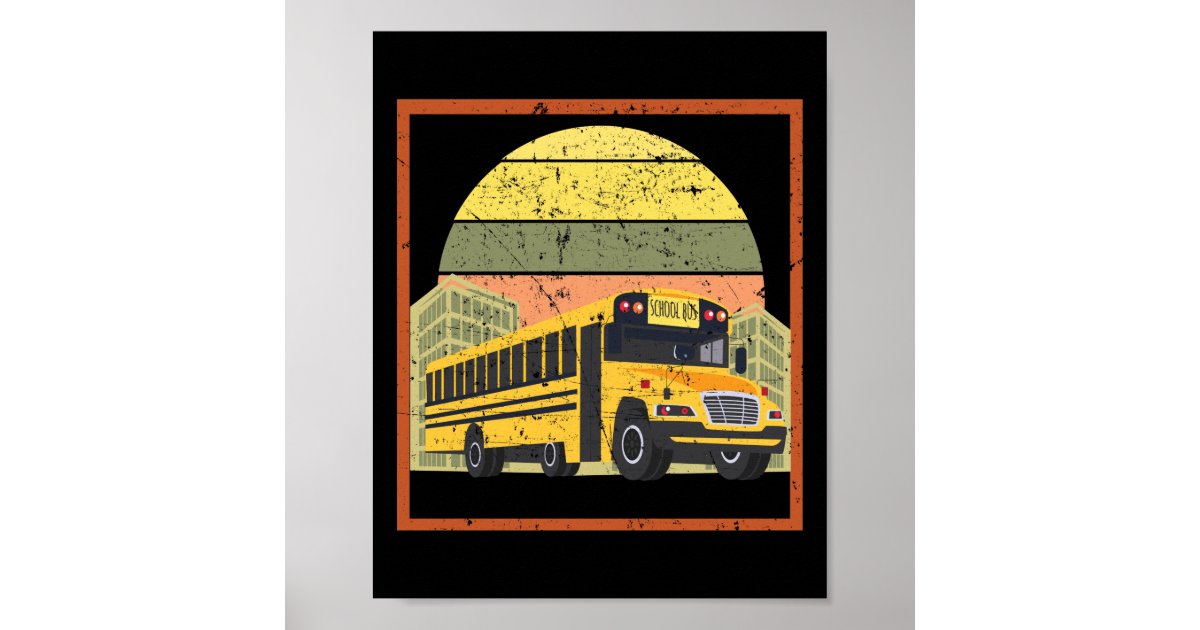 Retro Sunset School Bus Driver Poster | Zazzle