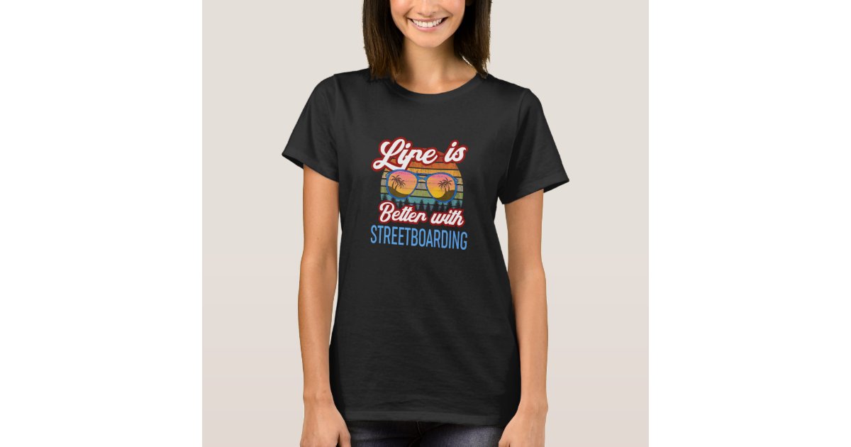 Retro Sunset Slogan With Streetboarding T-Shirt | Zazzle