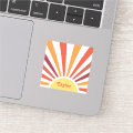 Retro Sunset Sun Rays Personalized Name Sticker | Zazzle