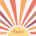 Retro Sunset Sun Rays Personalized Name Sticker | Zazzle