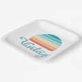 Retro Sunset+Vintage Script Distressed Paper Plates | Zazzle