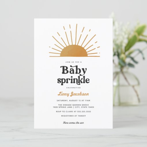 Retro Sunshine Baby Sprinkle Invitation | Zazzle