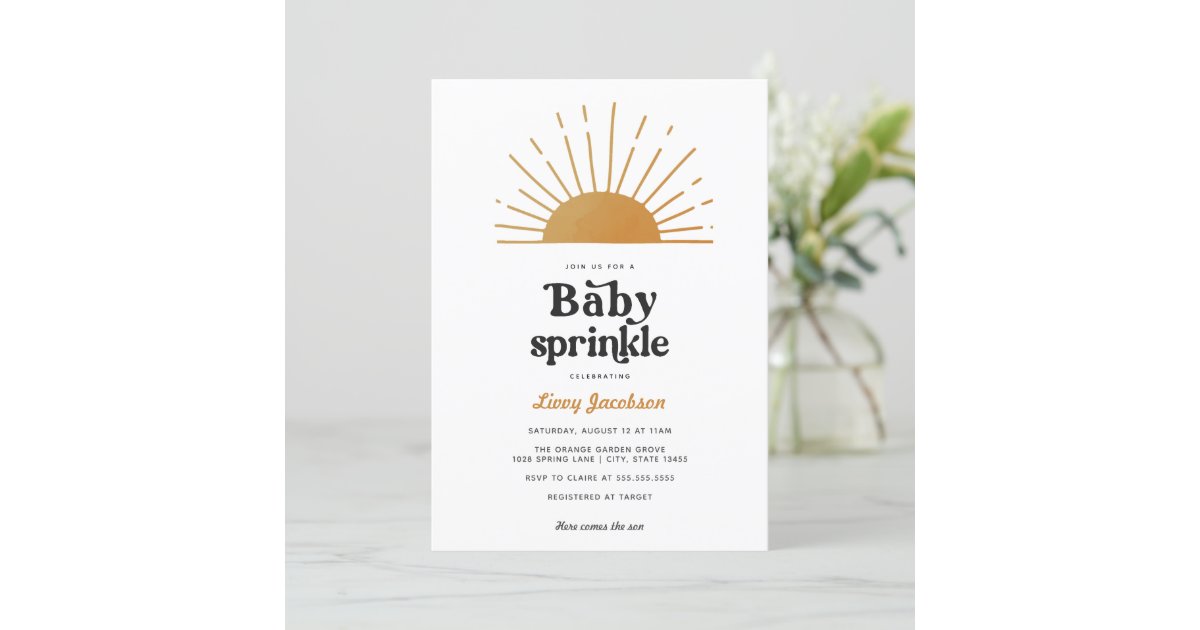 Retro Sunshine Baby Sprinkle Invitation | Zazzle