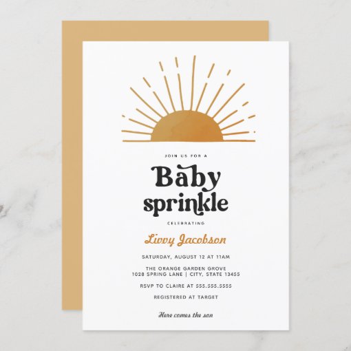 Retro Sunshine Baby Sprinkle Invitation | Zazzle
