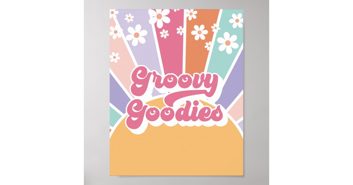 Retro Sunshine Birthday Groovy Goodies Favor Poster | Zazzle