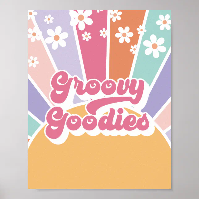 Retro Sunshine Birthday Groovy Goodies Favor Poster | Zazzle
