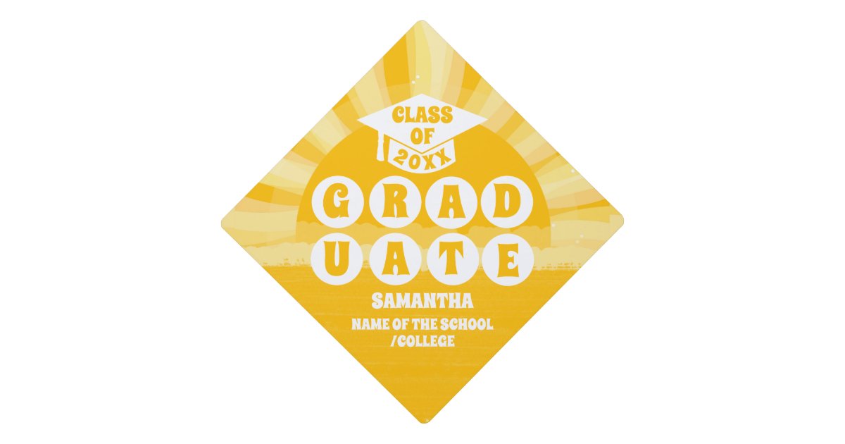 Retro Sunshine Class of 2026 Graduation Cap Topper | Zazzle
