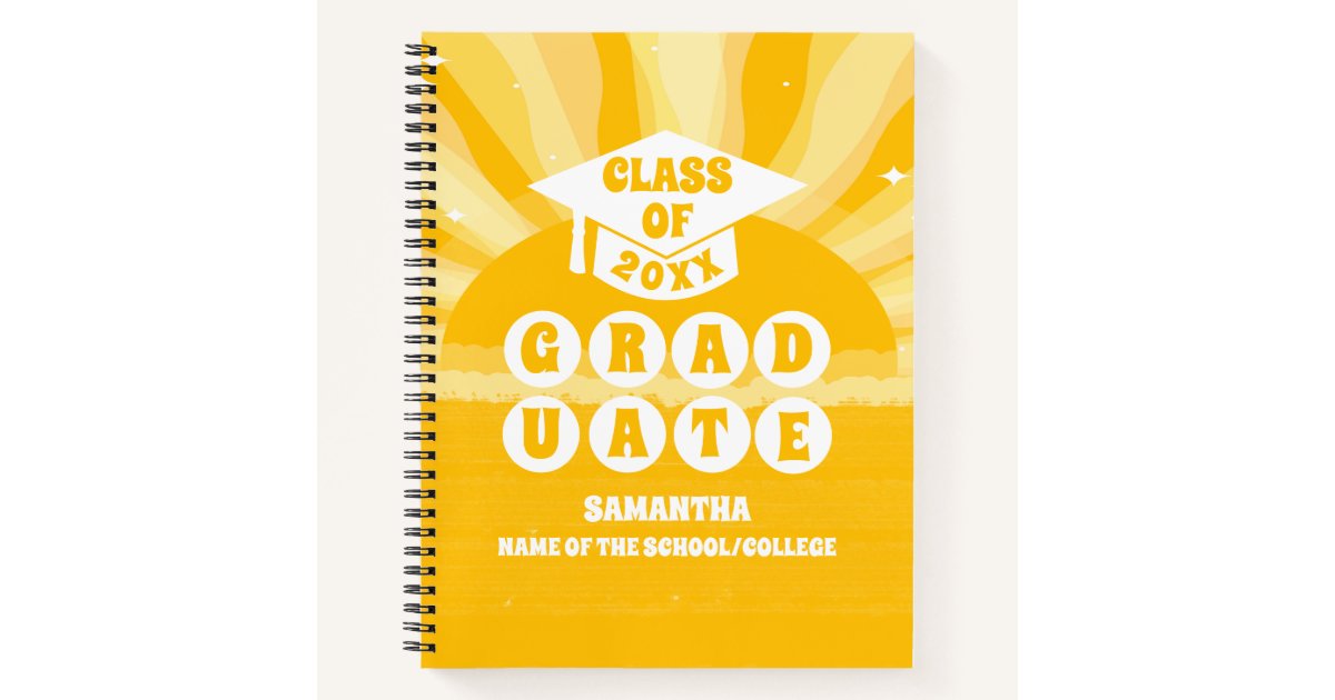 Retro Sunshine Graduation Notebook | Zazzle