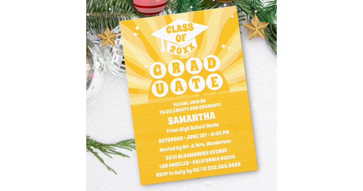 Retro Sunshine Graduation Party Invitation | Zazzle