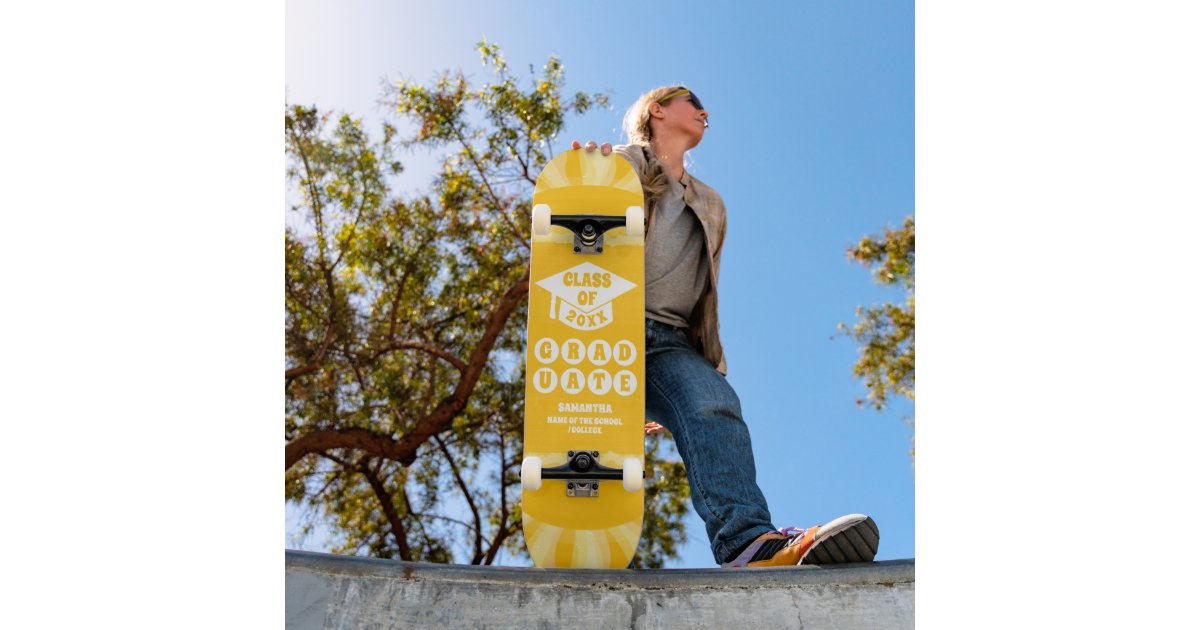 Retro Sunshine Graduation Skateboard | Zazzle