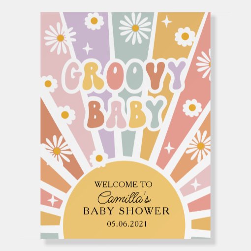 Retro Sunshine Groovy Baby Shower Welcome Foam Board | Zazzle Retro Sunshine Groovy Baby Shower Welcome Foam Board | Zazzle