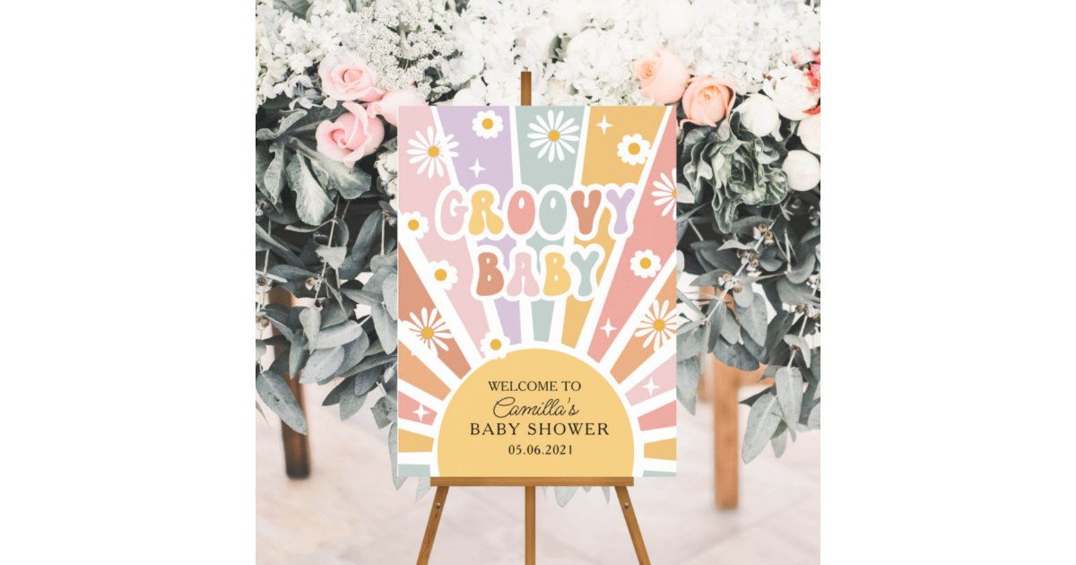 Retro Sunshine Groovy Baby Shower Welcome Foam Board | Zazzle Retro Sunshine Groovy Baby Shower Welcome Foam Board | Zazzle