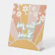 Retro Sunshine Groovy Far Out Food Pedestal Sign | Zazzle