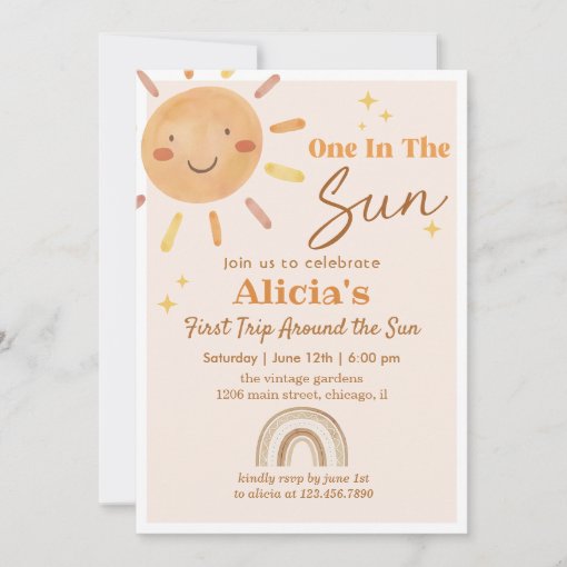 Retro Sunshine One in the Sun Birthday Invitation | Zazzle
