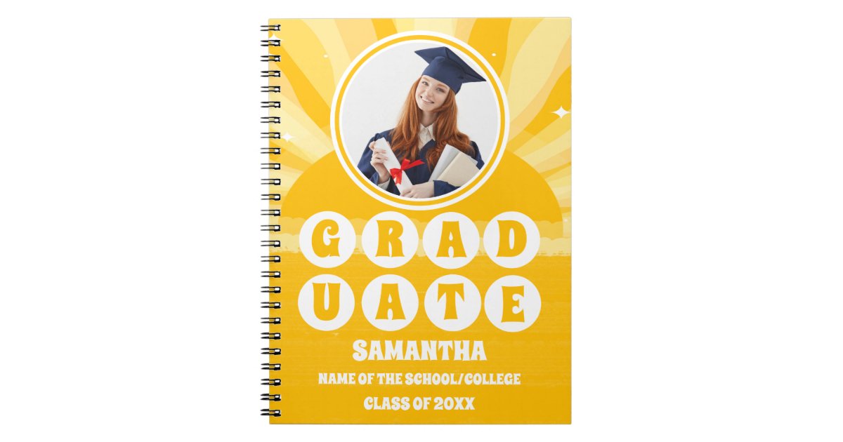 Retro Sunshine Photo Graduation Notebook | Zazzle