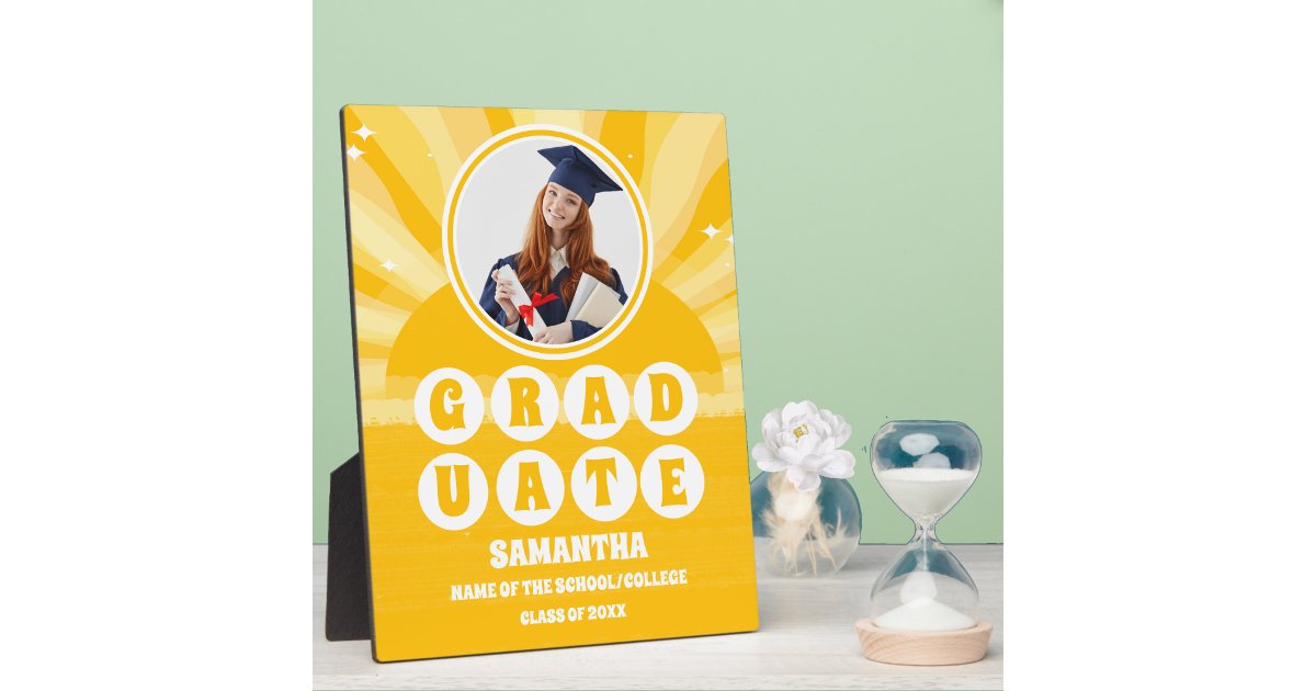 Retro Sunshine Photo Graduation Plaque | Zazzle