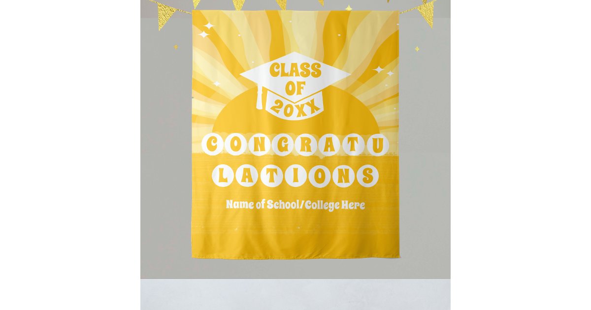 Retro Sunshine School Reunion Graduation Banner Tapestry | Zazzle