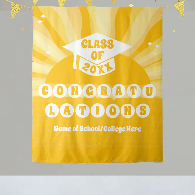Retro Sunshine School Reunion Graduation Banner Tapestry | Zazzle