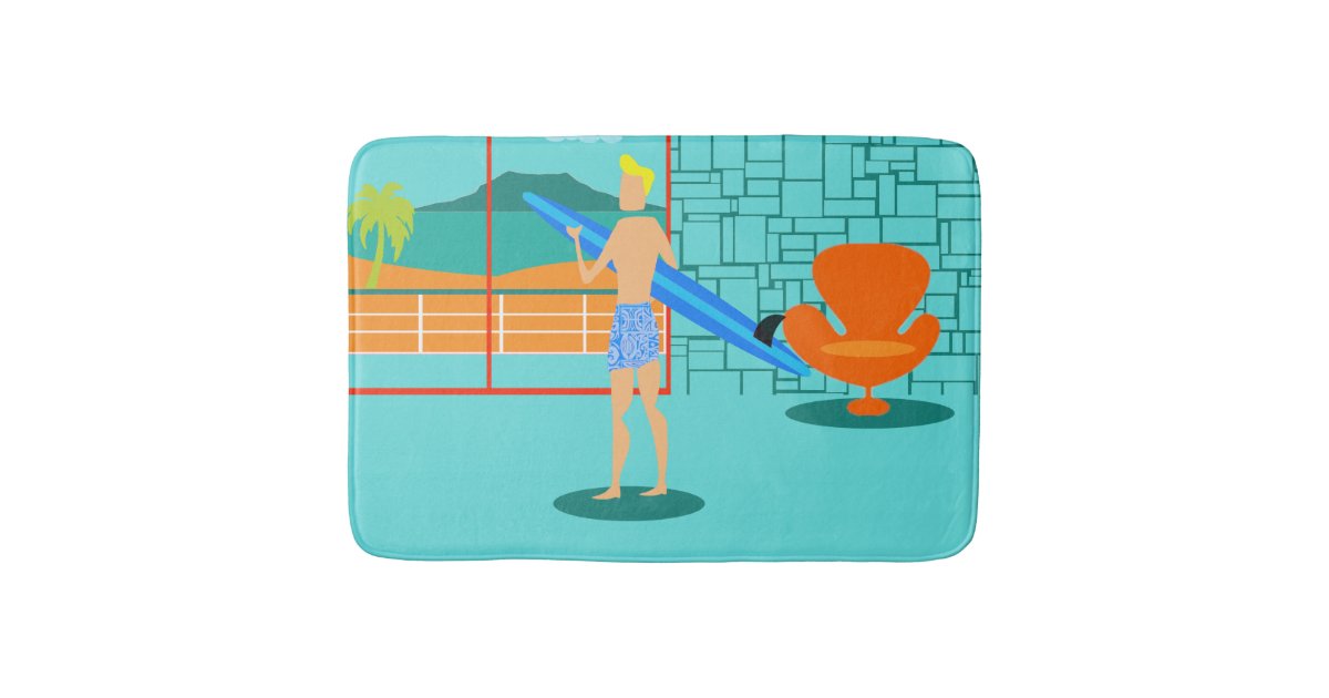 Retro Surfer Dude Bath Mat | Zazzle