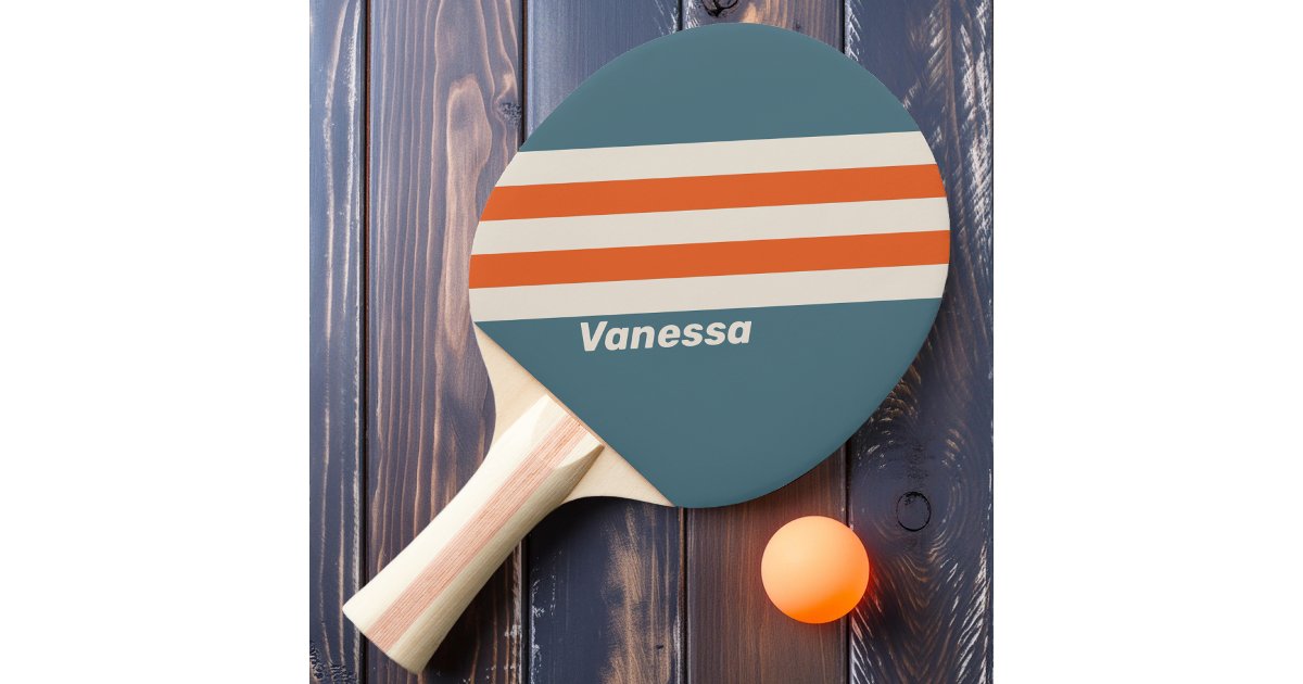 Retro Surfside Stripes with Name Ping Pong Paddle | Zazzle