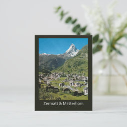 Retro Swiss travel Zermatt and Mount Matterhorn Postcard | Zazzle