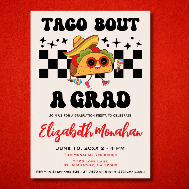 Retro Taco Bout A Grad Fiesta Graduation Invitation | Zazzle