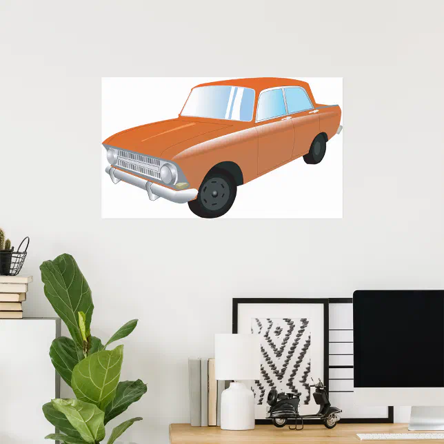 Retro Tan Car Poster | Zazzle