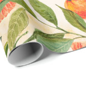 RETRO Tangerines Mandarins Branch Christmas Wrapping Paper | Zazzle