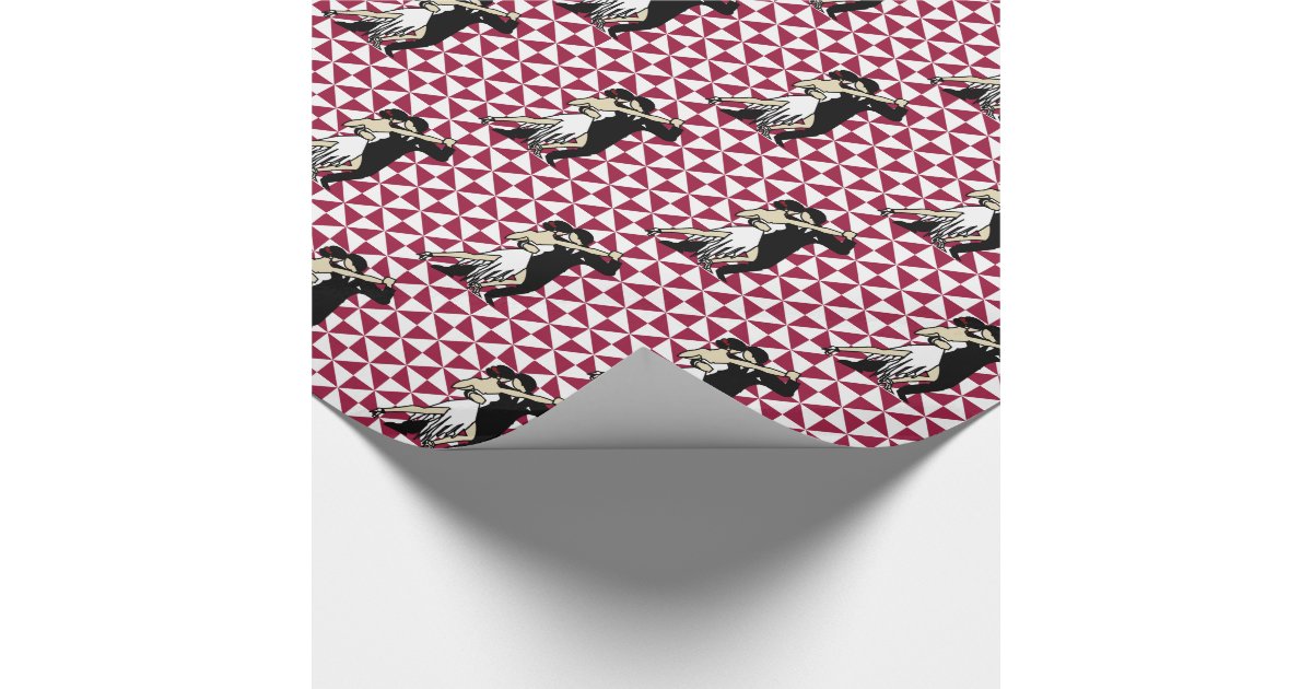 Retro Tango Dancers Burgundy and White Geometric Wrapping Paper | Zazzle