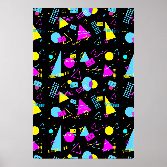 RETRO TAPE COLORFUL SHAPES POSTER | Zazzle