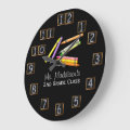 Retro Teacher Crayons Chalkboard Number Large Clock | Zazzle