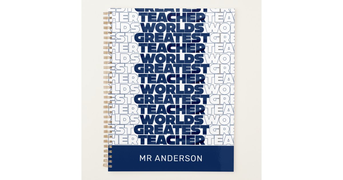 Retro teacher modern blue red stylish typography planner | Zazzle
