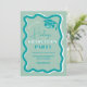 Retro teal curve squiggle wavy graduation invitation | Zazzle