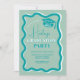 Retro teal curve squiggle wavy graduation invitation | Zazzle