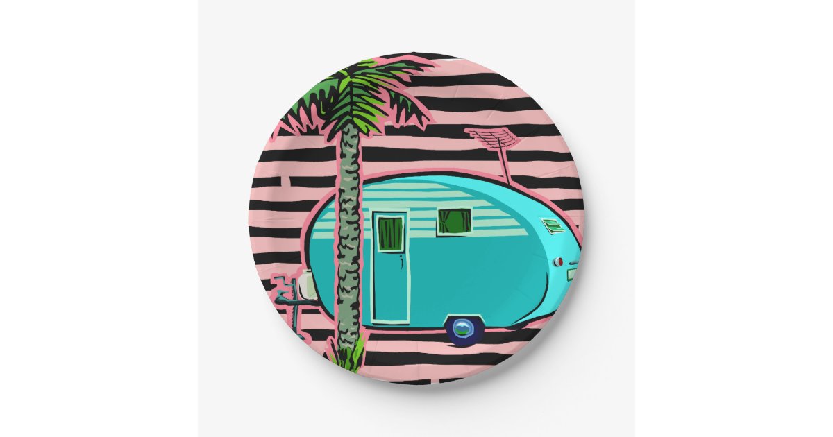 Retro Teardrop Camper Paper Plates | Zazzle