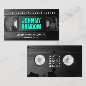 Retro tech VHS black white Business Card | Zazzle