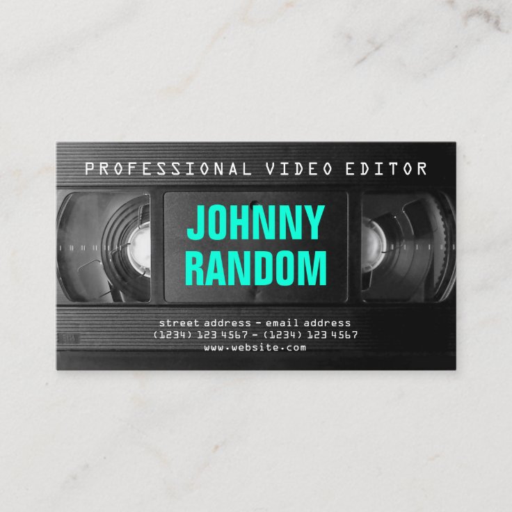 Retro tech VHS black white Business Card | Zazzle