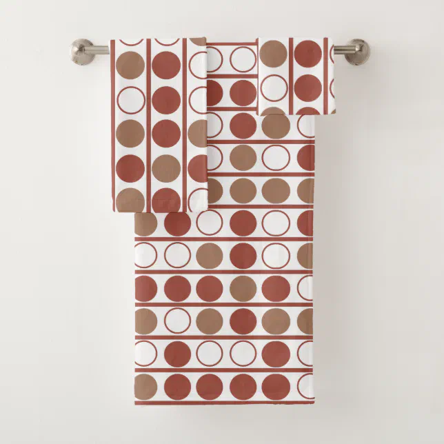 Retro Terracotta Midcentury Modern Dots Pattern Bath Towel Set | Zazzle