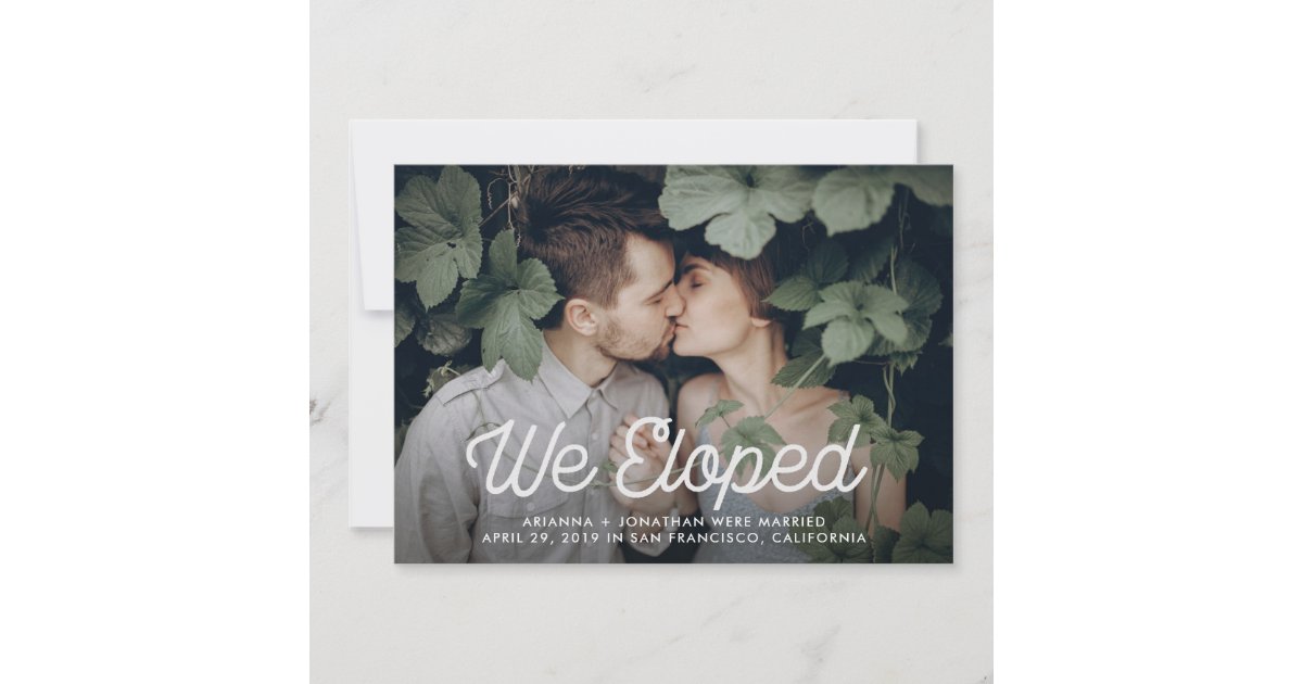 Retro Text | We Eloped Wedding Photo Announcement | Zazzle