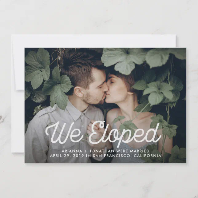 Retro Text | We Eloped Wedding Photo Announcement | Zazzle