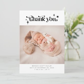 Retro Thank You Birth Announcement Card | Zazzle
