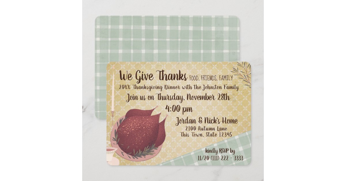 Retro Thanksgiving Dinner Invitation | Zazzle