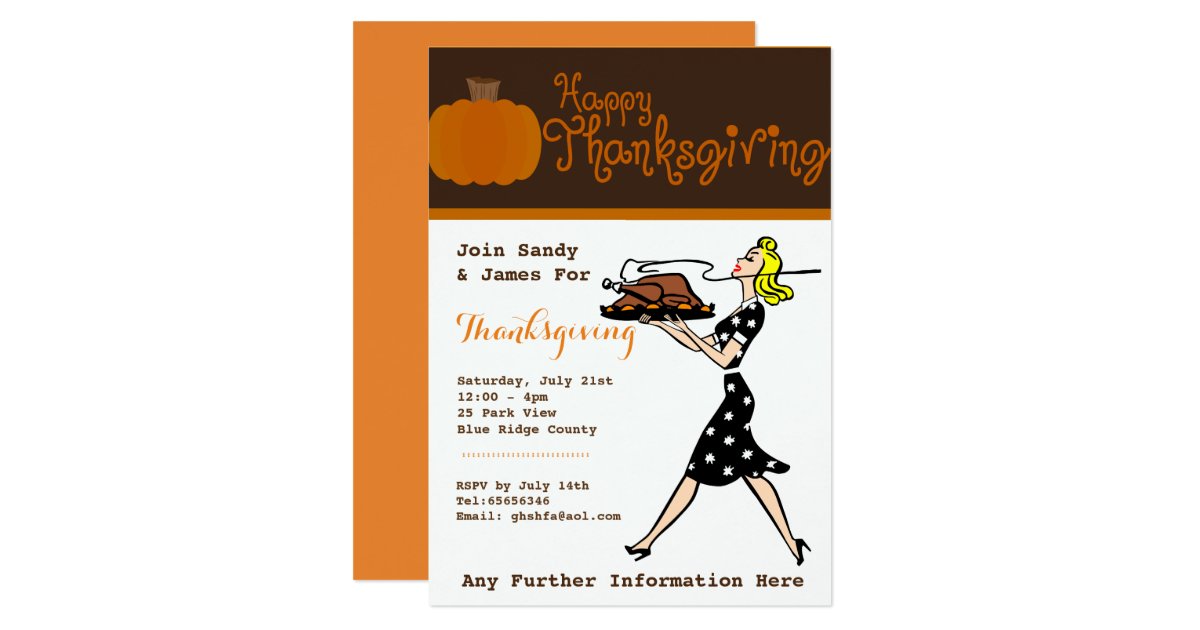 Retro Thanksgiving Dinner Party Invitations Custom | Zazzle.com