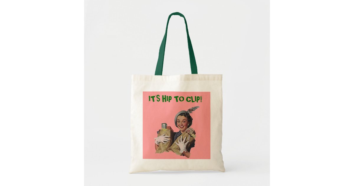 RETRO THE HAPPY COUPON CLIPPER BAGS TOTE BAG | Zazzle