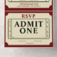 Retro Theater Movie Ticket Stub Admit Two Wedding All In One Invitation ...